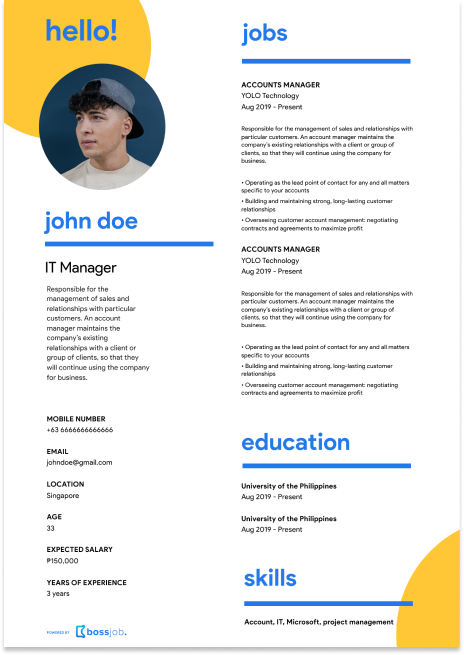 Free Resume Template To Edit Download Bossjob ph
